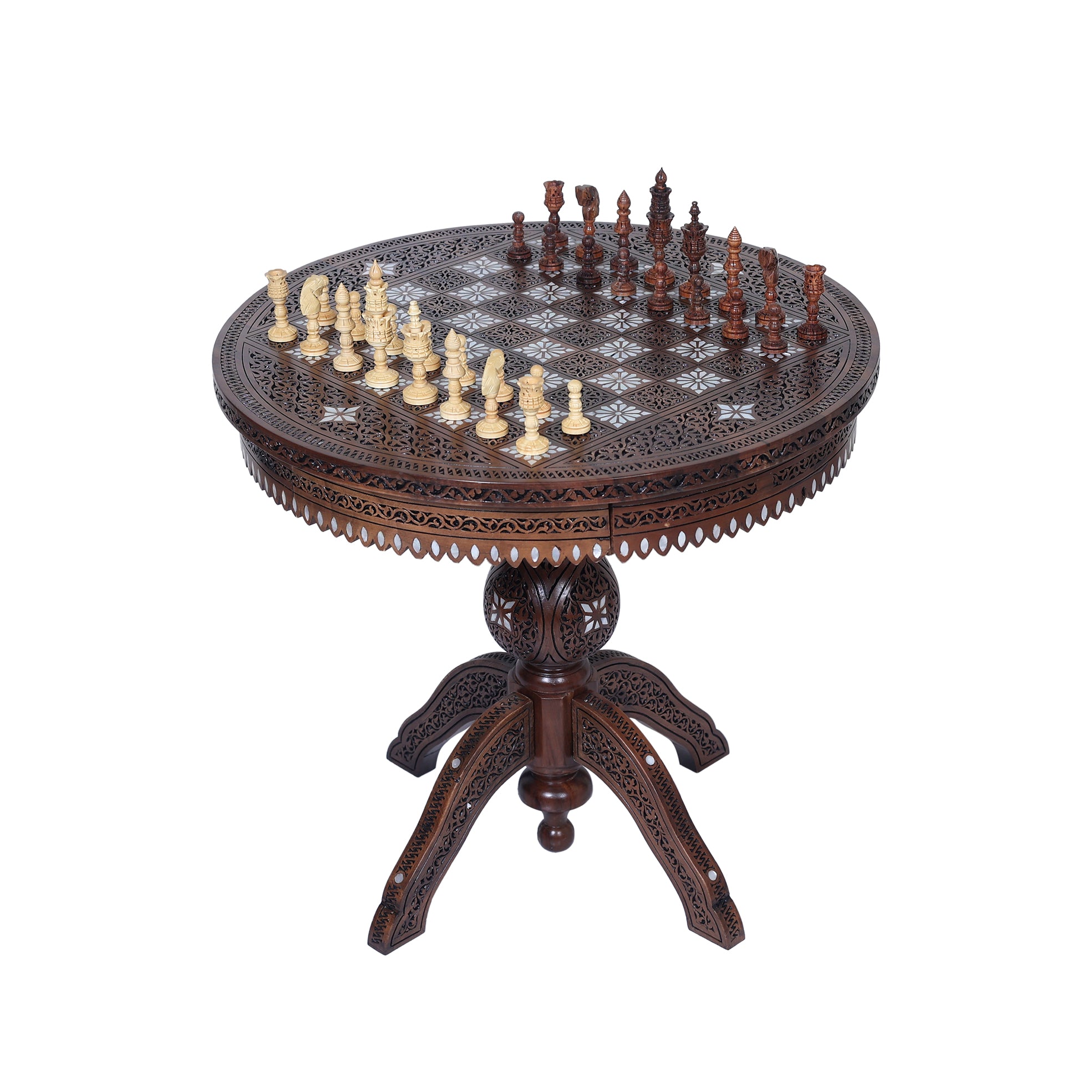 Custom Wooden Chess Board Table | Handmade Antique Chess Game Table ...